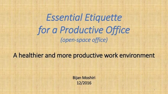 Office etiquette | PDF