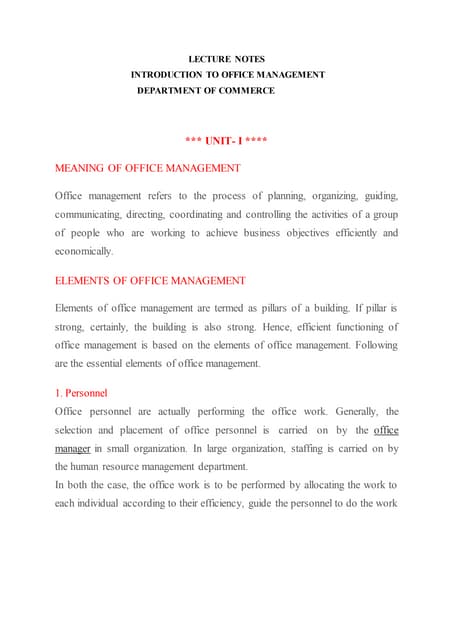 Office management | PPTX | Business Administration | Business