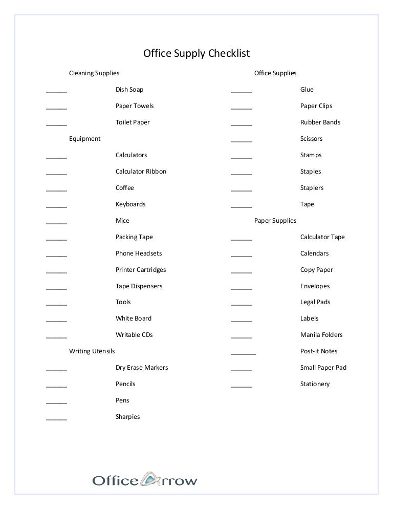 office-supply-checklist