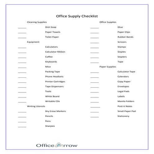 Office supply checklist | DOC