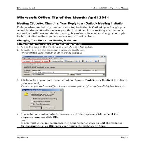 Meeting Etiquette: Changing Your Reply to an Outlook Meeting Invitation ...