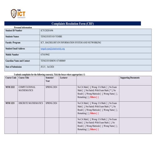 Official Complaints Resolution Form.docx