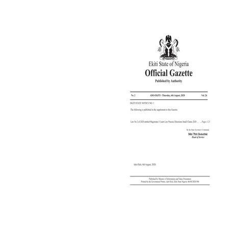 Official Gazette Magistrates Court (Magistrates’ Courts Law Practice ...