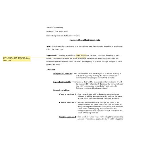 Official heart rate lab report | PDF