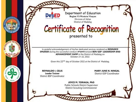 Certificate of appreciation, with signature, to print | PDF