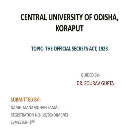 Official secret act 1923 | PPTX