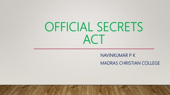 Official Secrets Act, 1923 | PPT