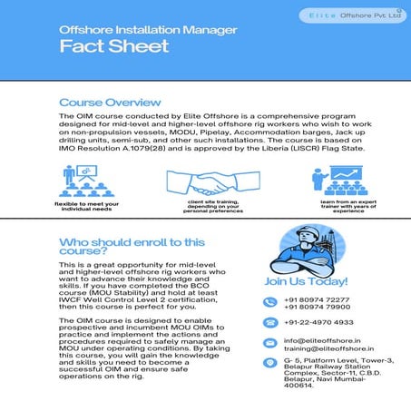 Offshore Installation Manager (OIM) Course | PDF