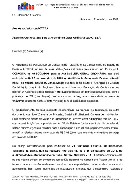 Oficio n° 178 2015 Convite CT e CMDCA | PDF