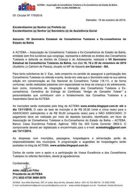 Oficio n° 178 2015 Convite CT e CMDCA | PDF