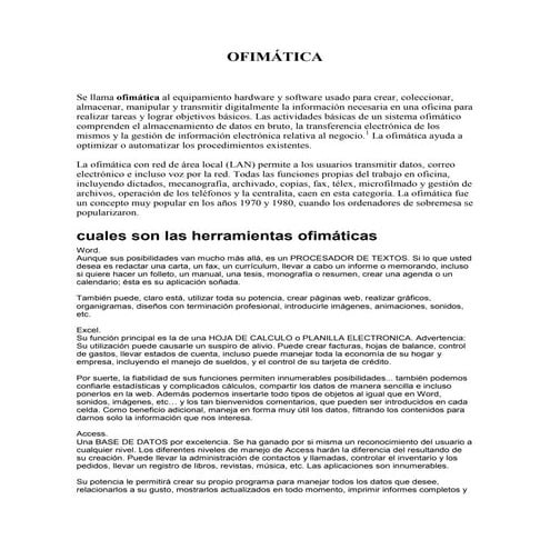Ofimática | DOCX | Computing | Technology & Computing