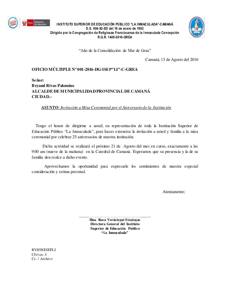 Introducir 66 Imagen Modelo De Oficio De Invitacion Por Aniversario Demodelo De Carta De Invitacion