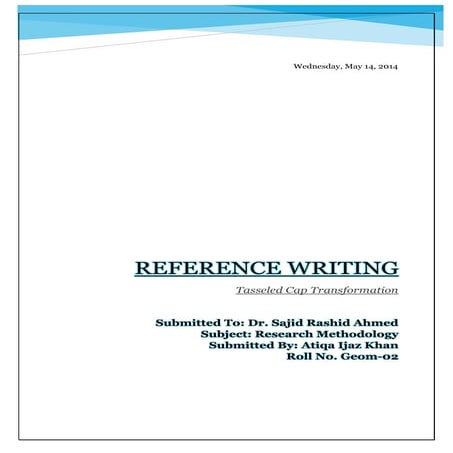 Tasseled Cap Transformation Techniques Reference Writing | PDF