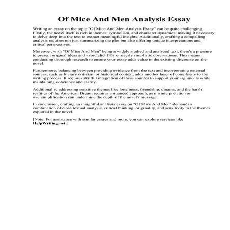 Of Mice And Men Analysis Essay | PDF