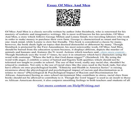 Of Mice And Men Critical Essay | PDF