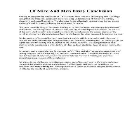 Of Mice And Men Essay Conclusion | PDF