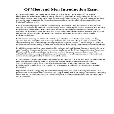Of Mice And Men Introduction Essay | PDF