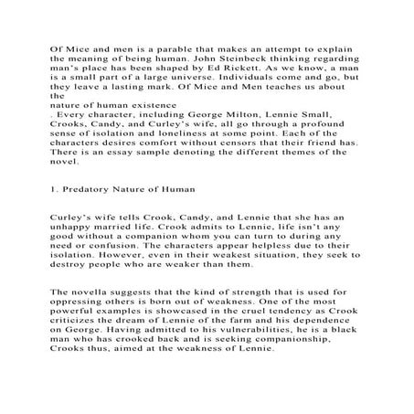 Of mice and men essay sample | DOC