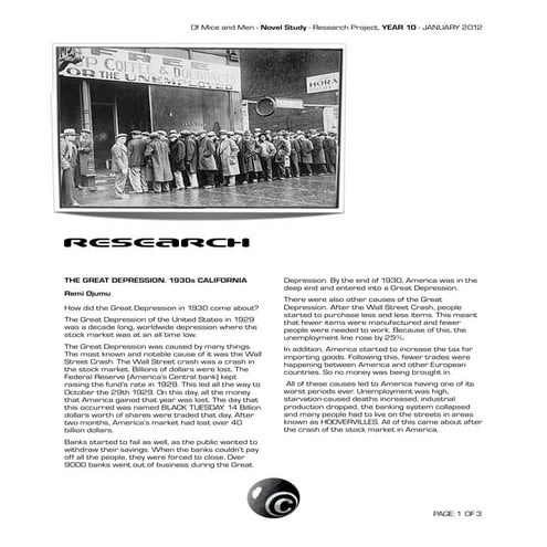 Of mice and men research | PDF