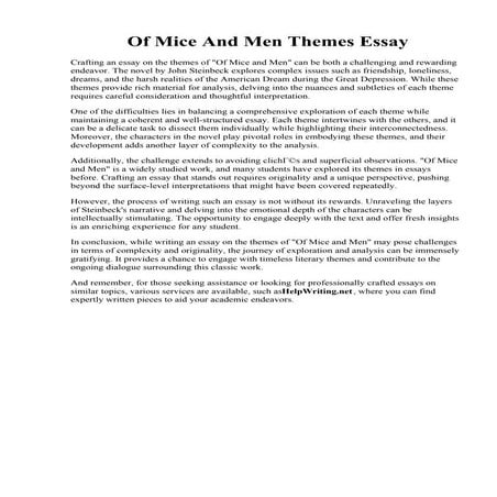 Of Mice And Men Themes Essay. Of Mice And Men Coursework Help - sample ...