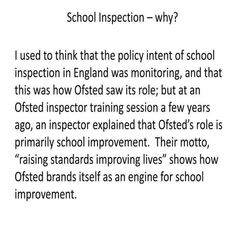 How might school inspection improve teaching? ResearchED 2017 Sept 9th ...