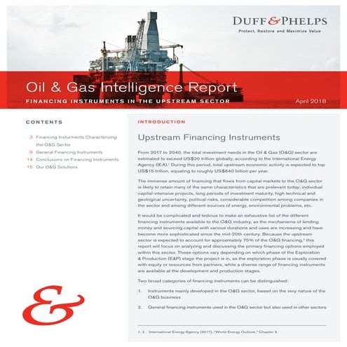 Oil & Gas Intelligence Report: Financing Instruments in the Upstream Sector | PDF