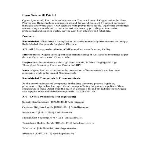 API – (Active Pharmaceutical Ingredient) and Intermediates in ...