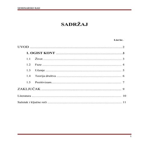 Ogist kont seminarski rad | PDF