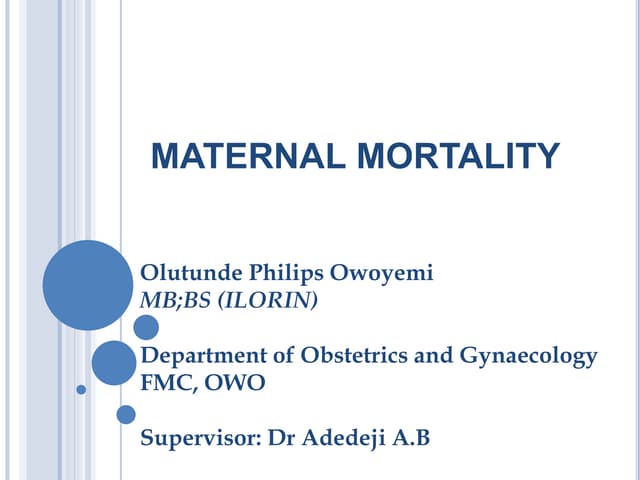 Maternal mortality rate and its prevention | PPTX