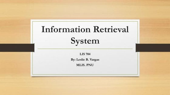 Information Storage and Retrieval system (ISRS) | PPTX | Search | Internet