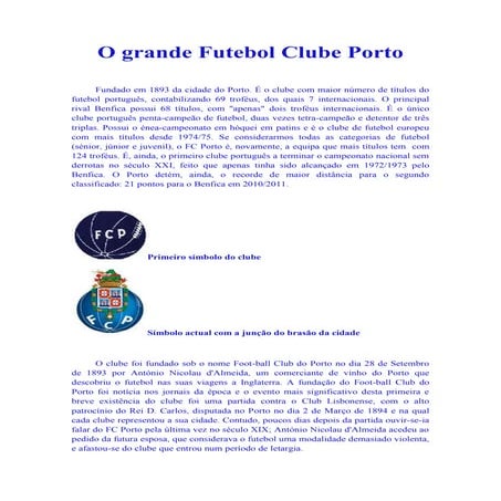 O grande futebol clube porto | PDF