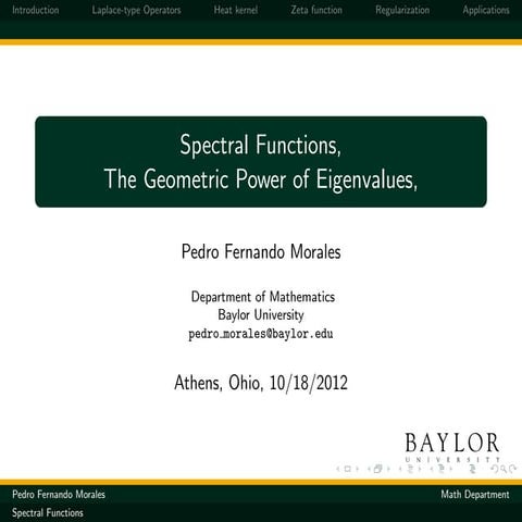 Spectral Functions, The Geometric Power of Eigenvalues, | PDF