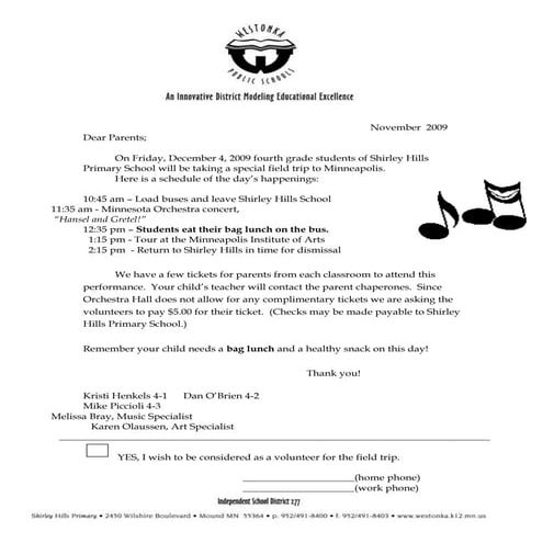 Field trip reminders | DOC