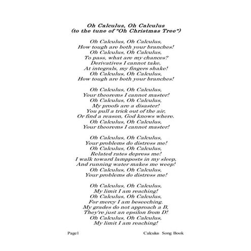 Oh Calculus 1 (Calc Song Book p01) | DOC