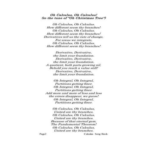 Oh Calculus 2 (Calc Song Book p02) | DOC