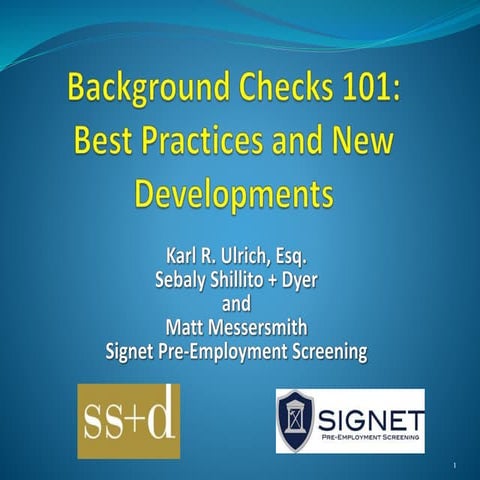 Ohio Means Jobs: Background Checks 101 | PPT