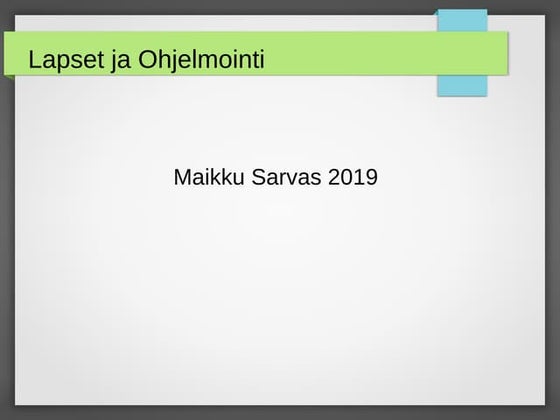Seniorien ohjelmointikoulu | PPT