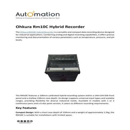 Ohkura Rm10C Hybrid Recorder 100-240V 50/60Hz 30Va | PDF