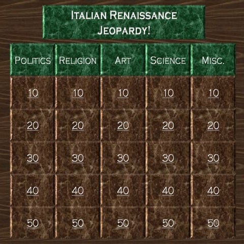 Italian Renaissance Jeopardy | PPT