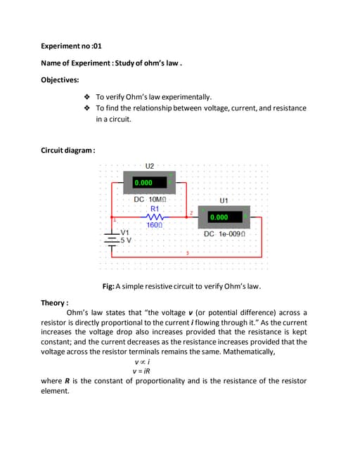 Sample lab-report on verfication of ohms law | PDF | Computer ...