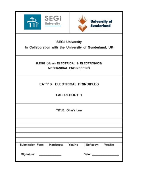 Sample lab-report on verfication of ohms law | PDF | Computer Networking | Computing