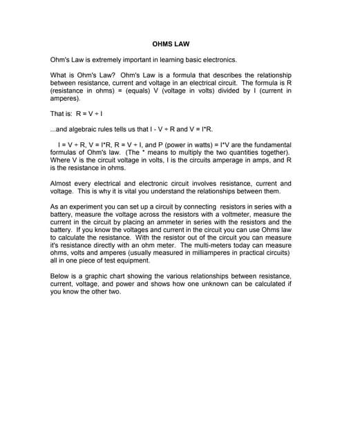 Ohms law | PPTX | Computer Networking | Computing
