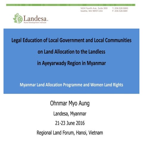 Ohnmar myo aung. s2 women land rights | PPT
