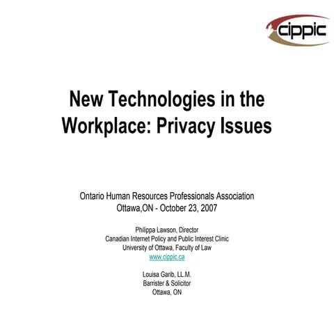 New Technologies in the Workplace: Privacy Issues | PDF | Law