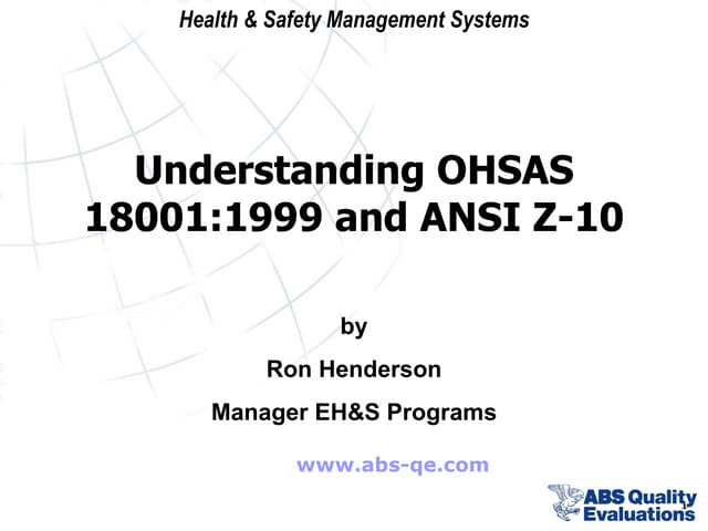 OHSAS 18001 and ISO EMS14001 | PPT