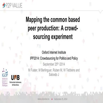Mapping the Common Based Peer Production: A crowd sourcing experiment ...
