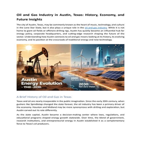 Oil and Gas Industry in Austin, Texas History, Economy, and Future ...