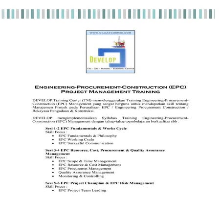 Engineering-Procurement-Construction (EPC) Project Management Training ...