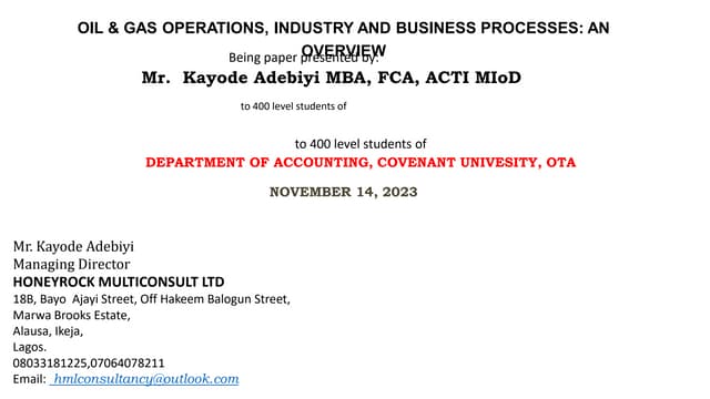 OVERVIEW OF THE OIL & GAS EXPLORATION AND [Autosaved] | PPT