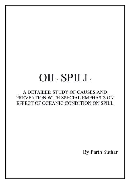 Oil spills prevention | PPT